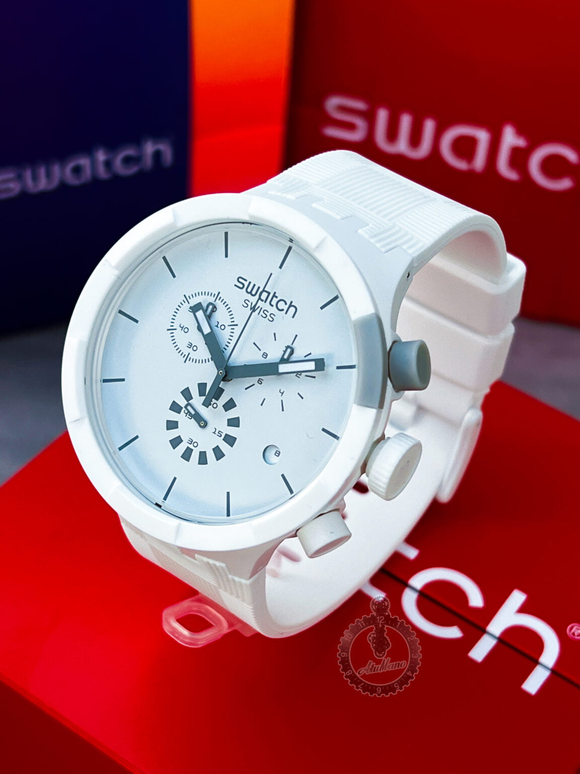 Reloj Swatch (SB02W400) Big Bold Chequered White | Atumano